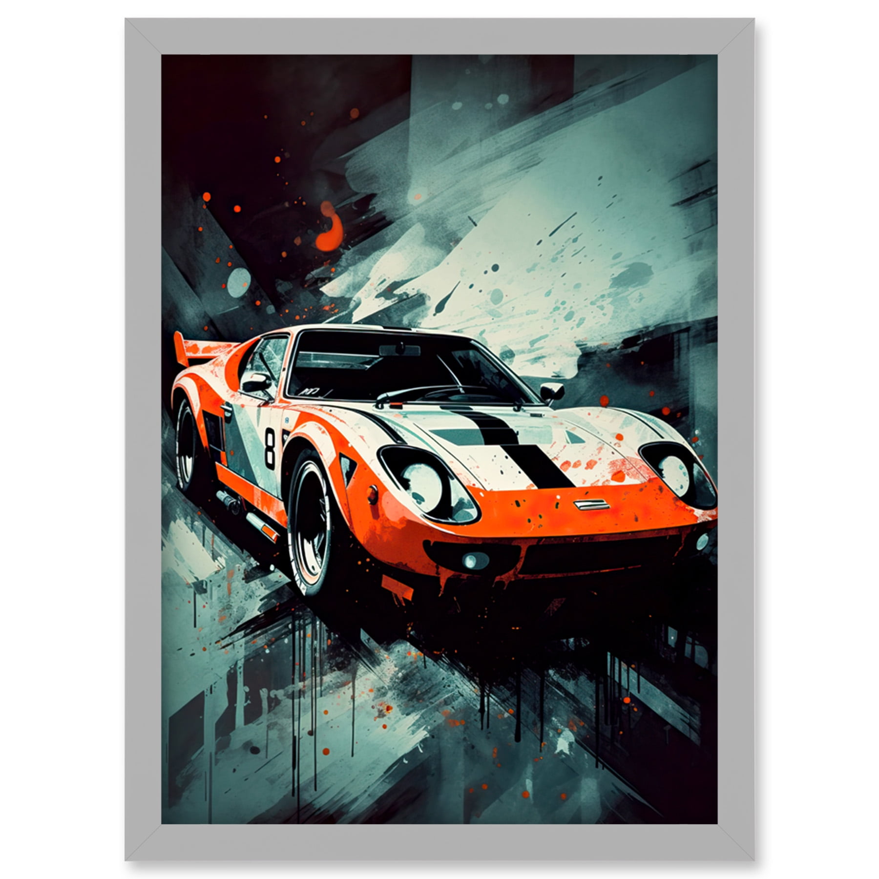 Sports Car Racing Oil Painting Sports Supercar Driving Orange Gift for ...
