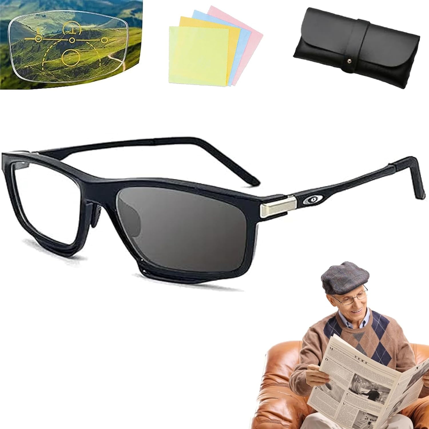 Sports Color-Changing Multi-focal Reading Glasses, Anti-Blue ...