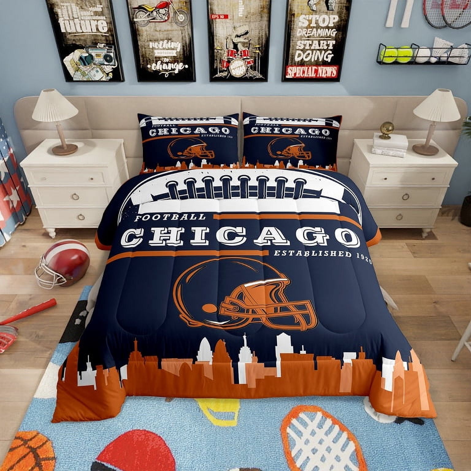 Sports Comforter Set,American Football Fans Bedding Sets Queen Size ...