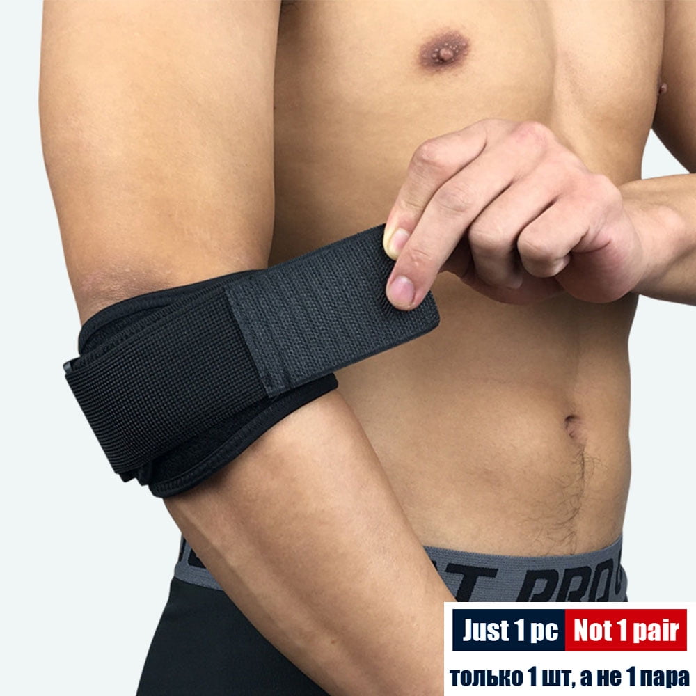 Sports Compression Elbow Brace Support Straps with GEL Pad Adjustable ...