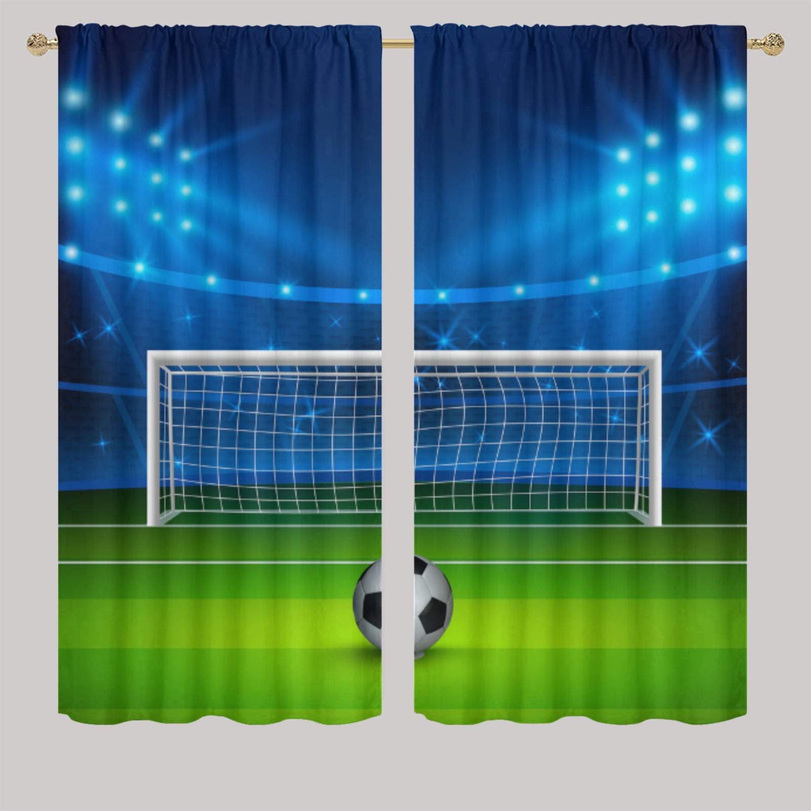 Sports Curtain Panels Soccer Ball on Stadium Arena Green Field Thermal ...