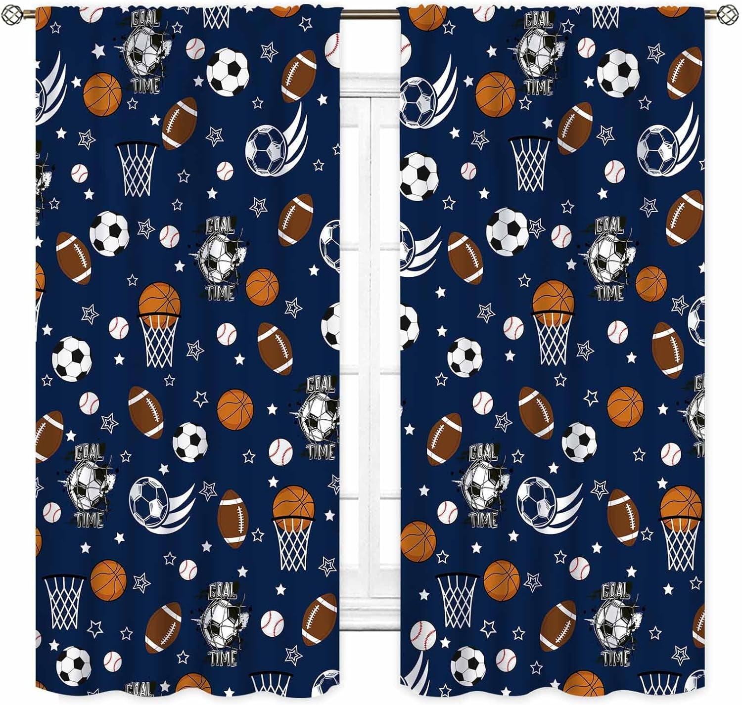 Sports Curtains for Boys Bedroom, Kids Colorful Basketball Shoes ...