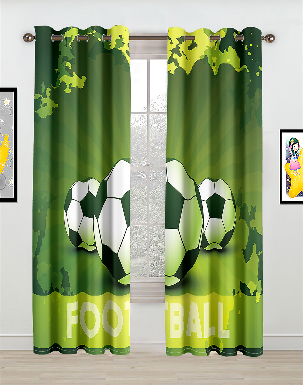 Sports Curtains Soccer Football Race Exercising Stadium Print Window ...