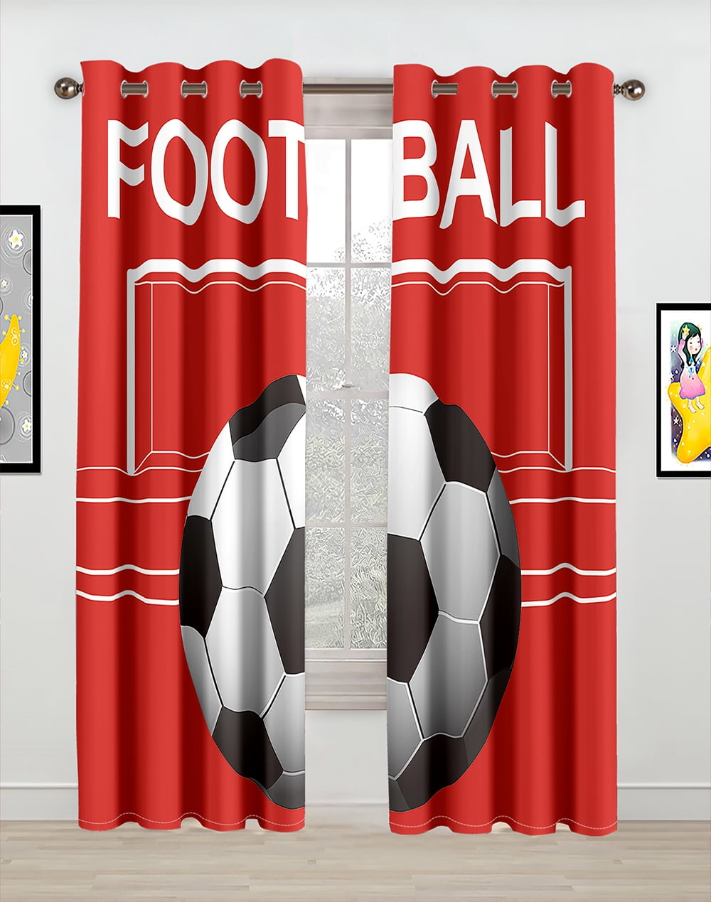 Sports Curtains Soccer Football Race Exercising Stadium Print Window ...