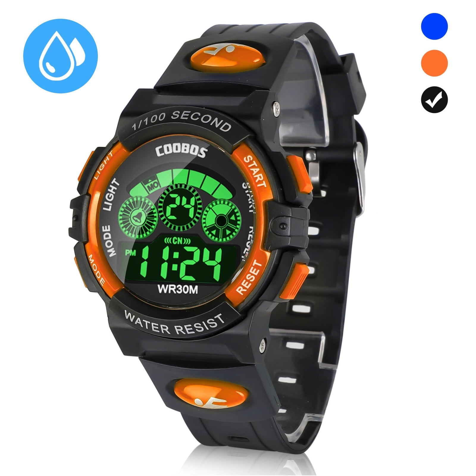 "TSV Sports Digital Watches, 30M Waterproof LED Wristwatch with Alarm ...