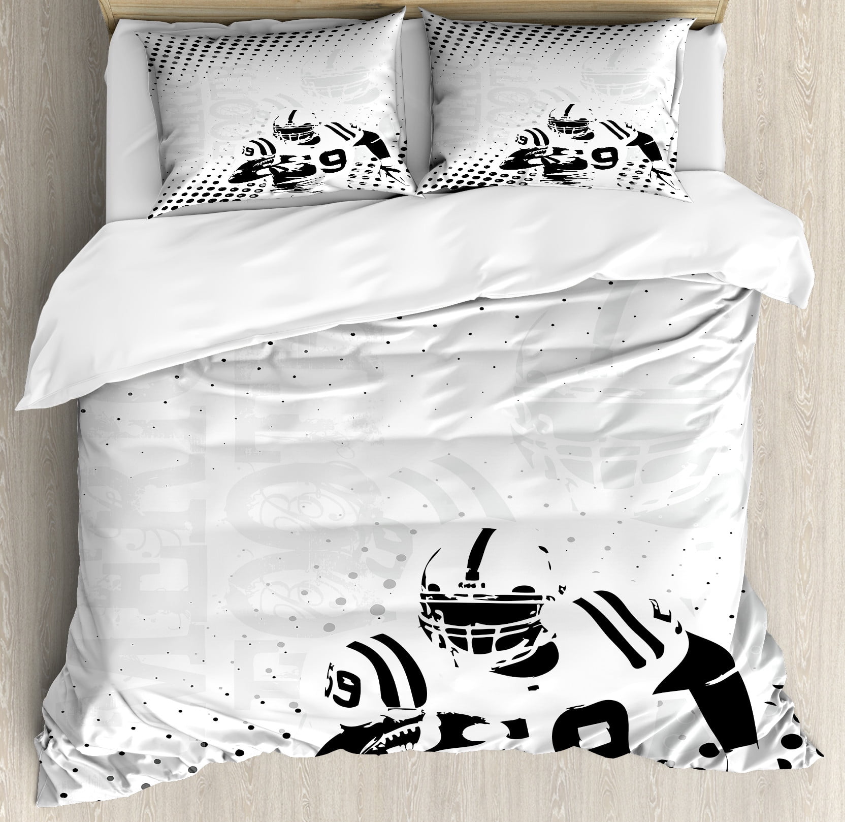 Sports Duvet Cover Set, American Football Character Running Passing ...