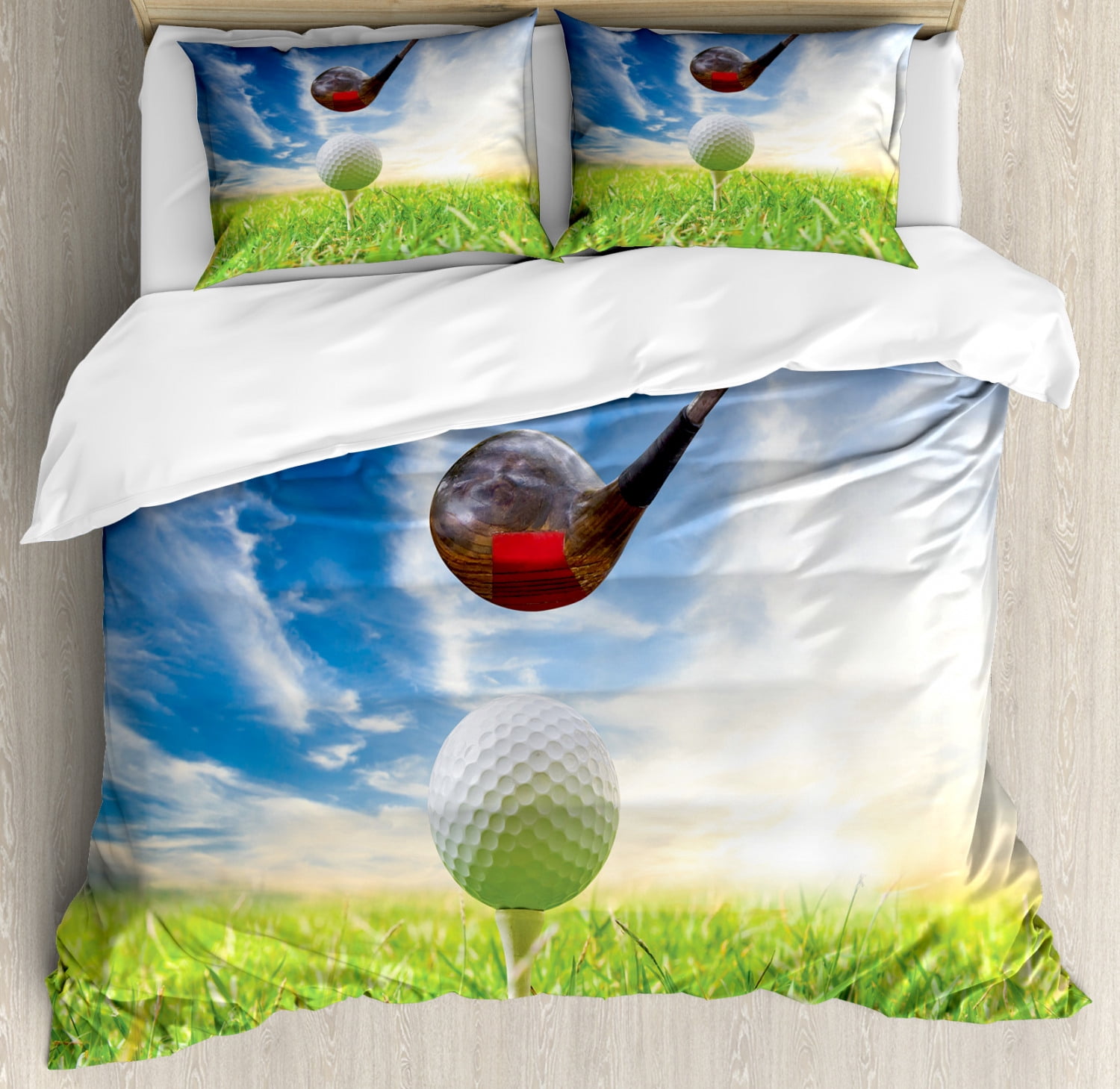 Sports Duvet Cover Set King Size, Outdoor Hobby Themed Golf Club and ...