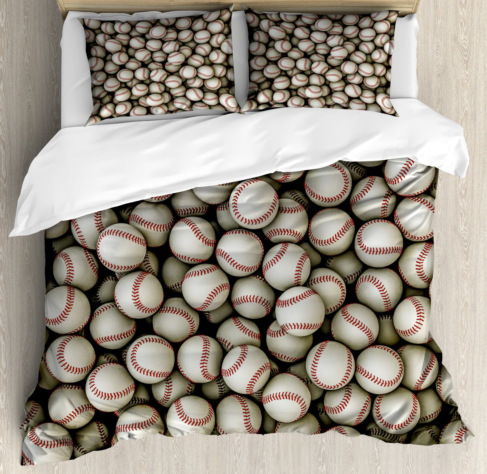 Sports Duvet Cover Set, Realistic Softballs Pile American Natonal ...