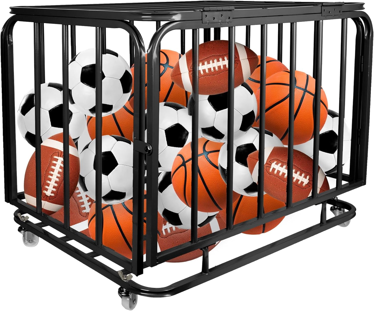 Sports Equipment Organizer Foldable Mental Sports Ball Storage Cart ...
