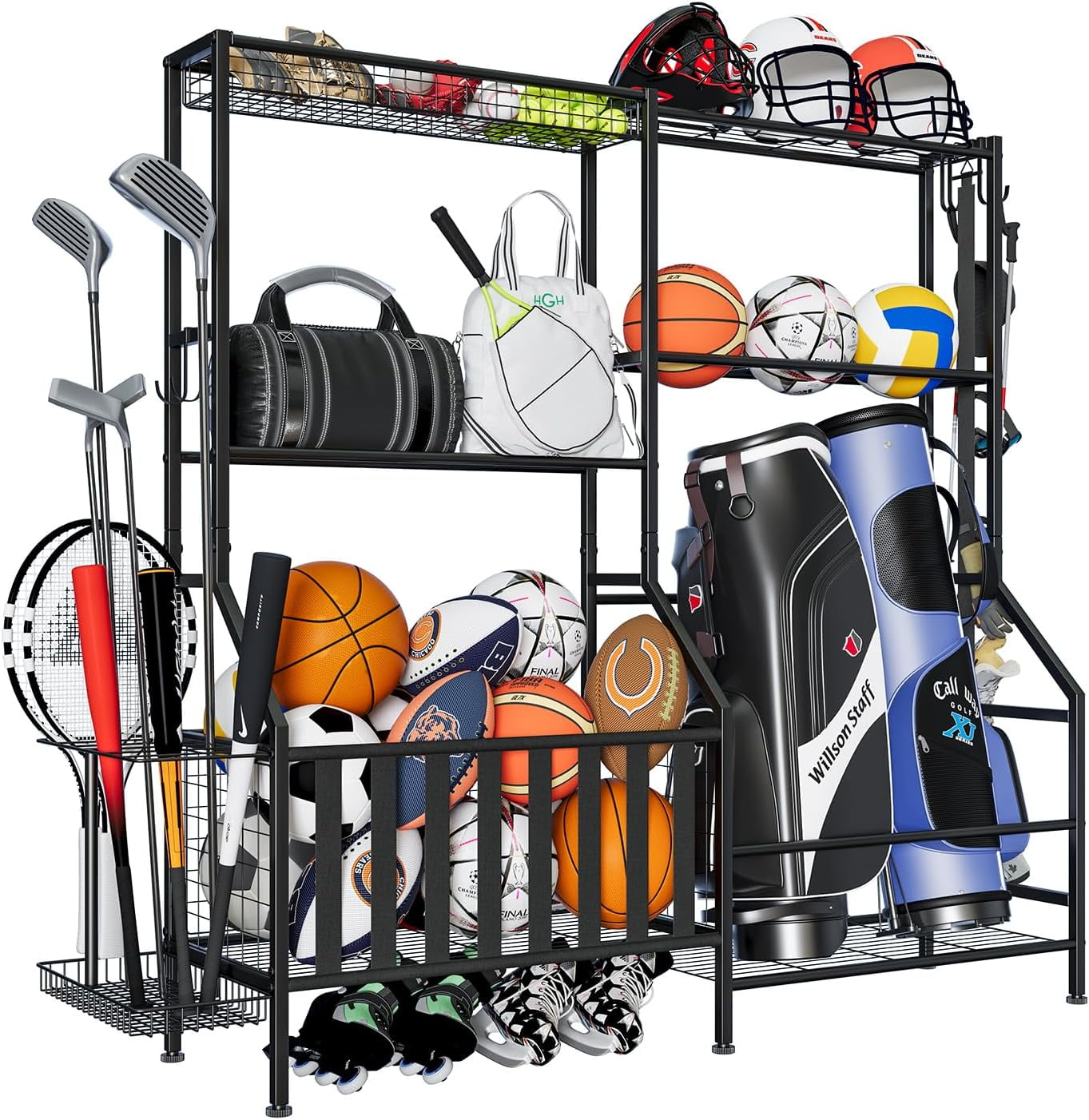 Sports Equipment Organizer, Heavy Duty Golf Bags Stand, Extra Large ...