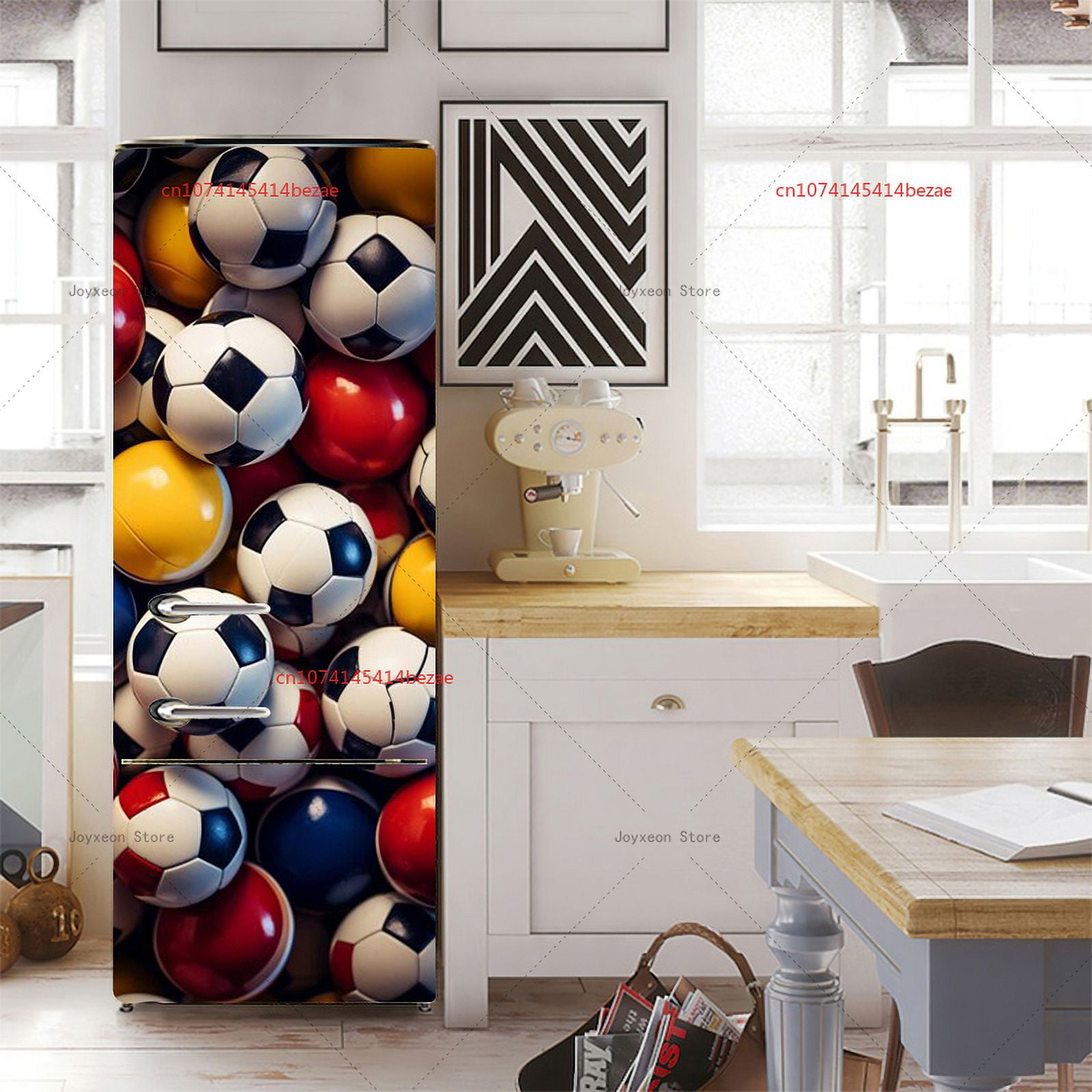 Sports Event Football Series Printed Refrigerator Door Stickers PVC ...