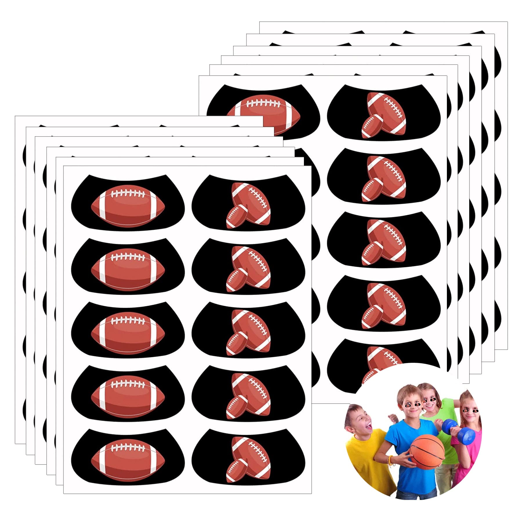 Sports Under Eye Black Strips Stickers for Kids - Baseball Football ...