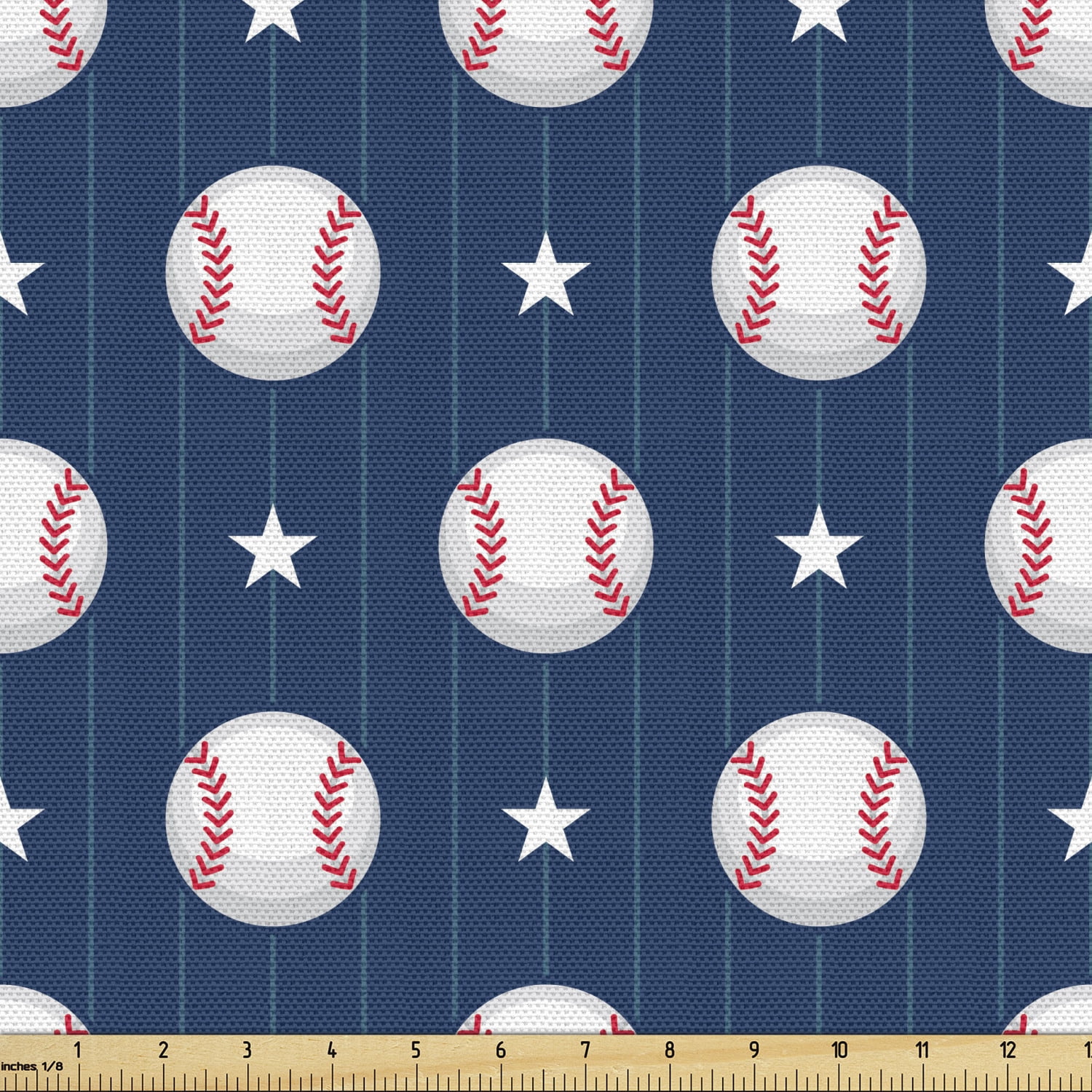 Ambesonne Sports Fabric by the Yard Upholstery, Baseball Stripes, 1 ...