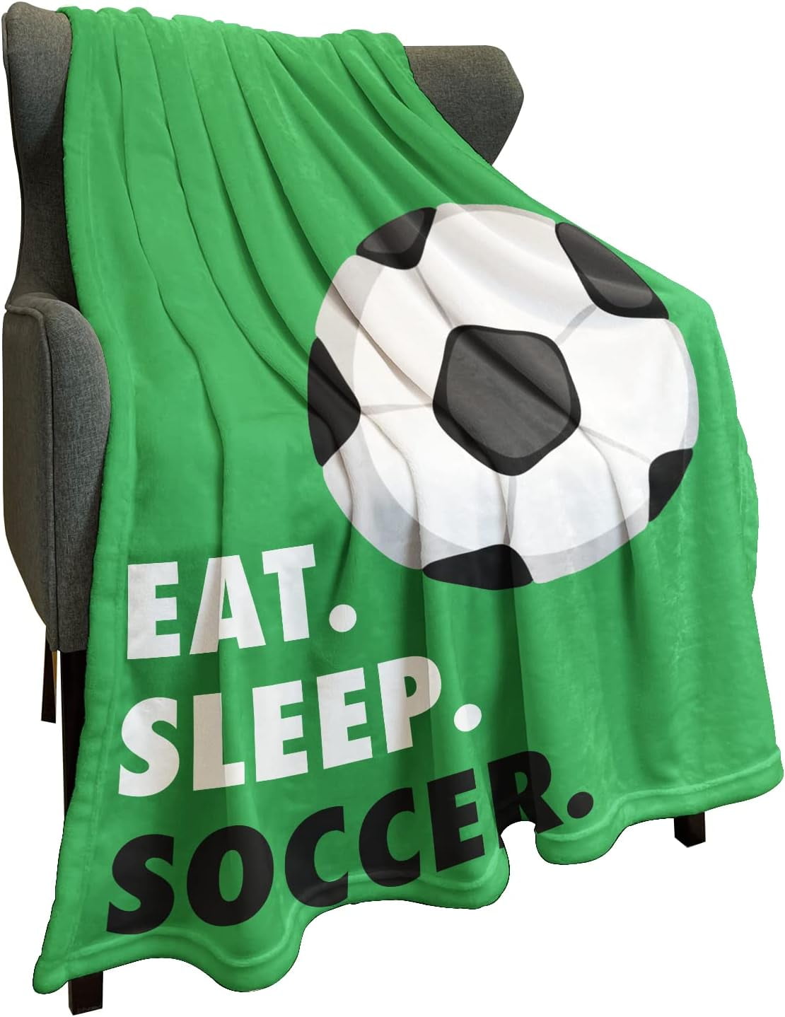 Sports Fleece Blanket 40" x 50" Eat Sleep Soccer Green Lightweight ...