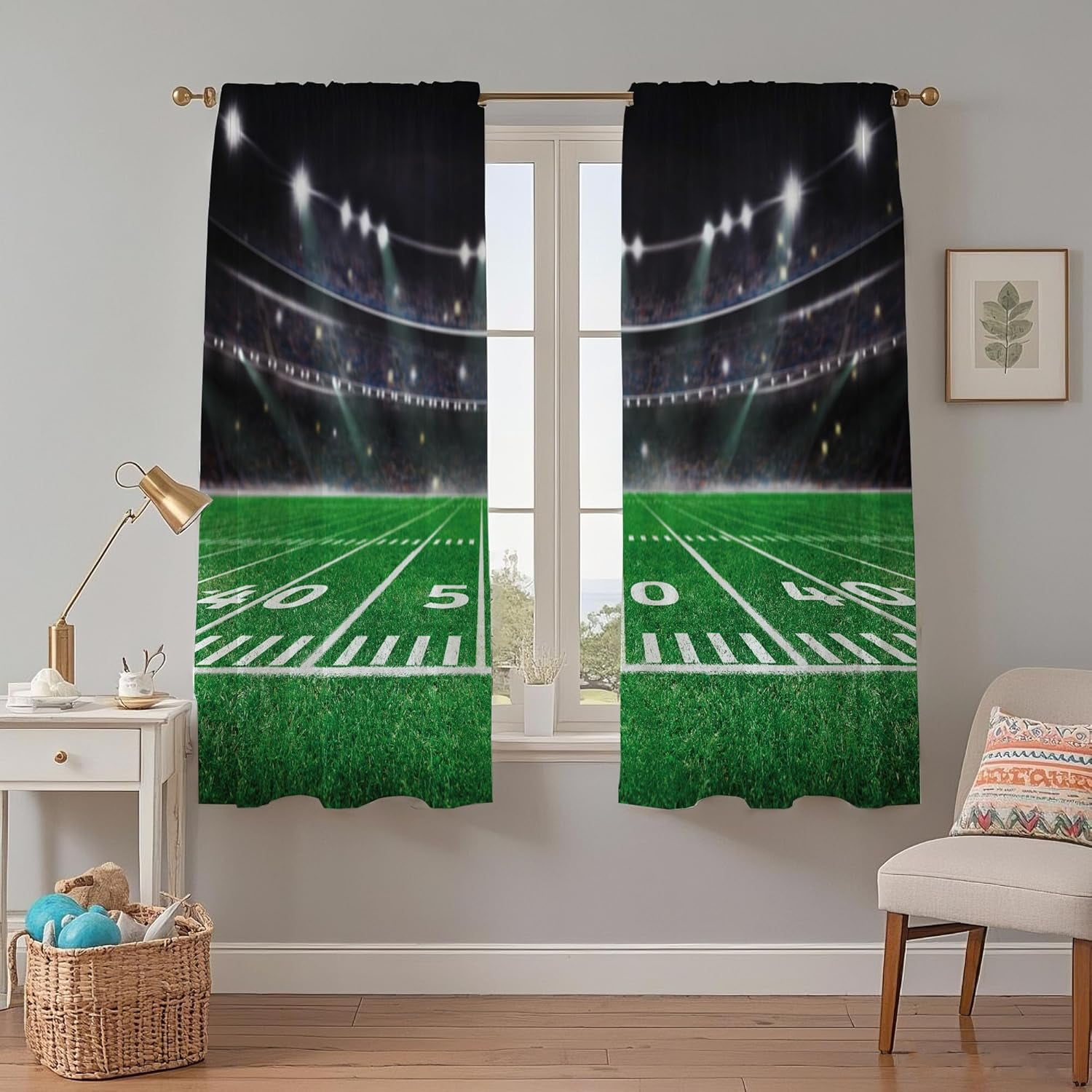 Sports Football Curtains for Boys Bedroom 42x63 Inch Boys Room Football ...