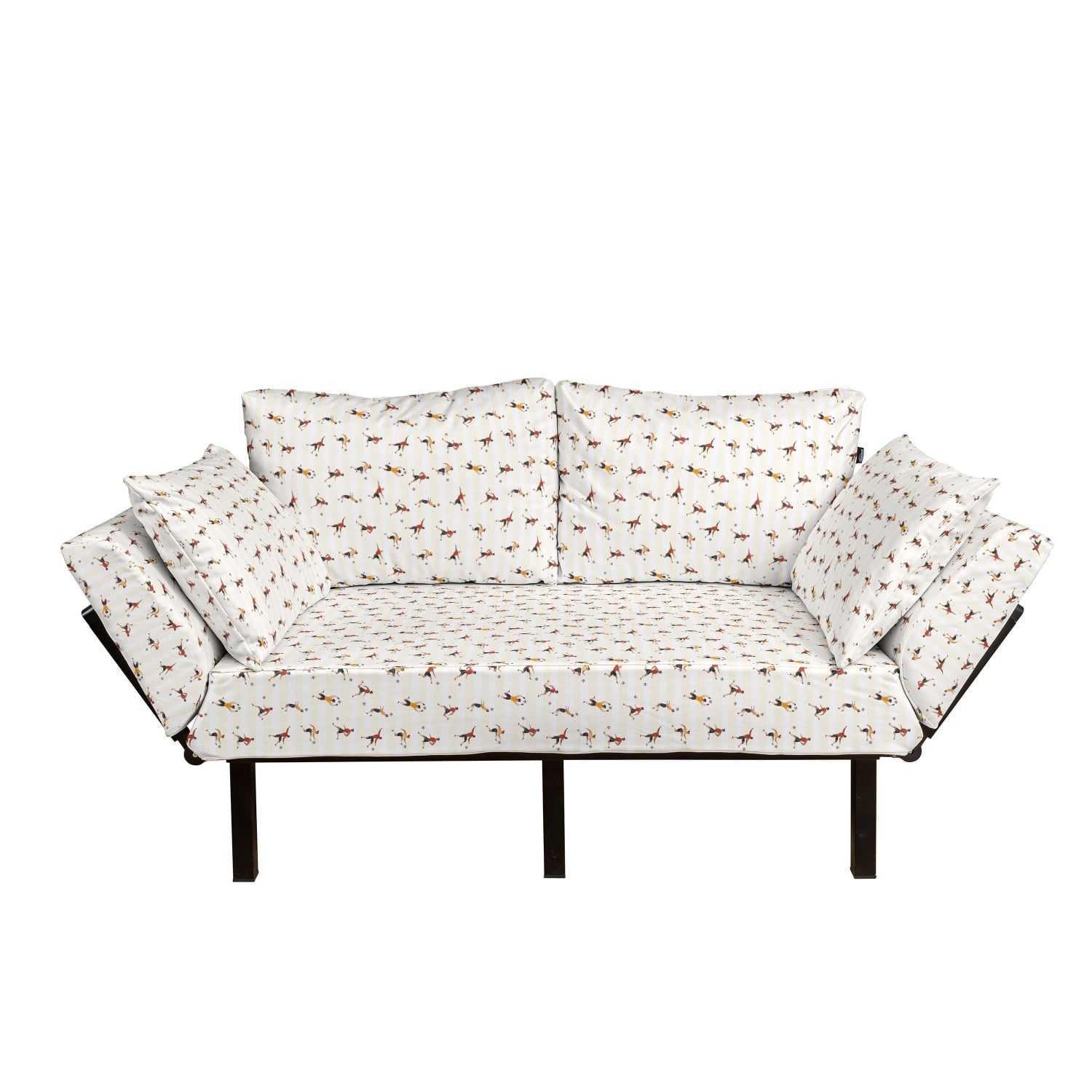 Sports Futon Couch, Men Playing Soccer Football Athletic Poses Minimal ...