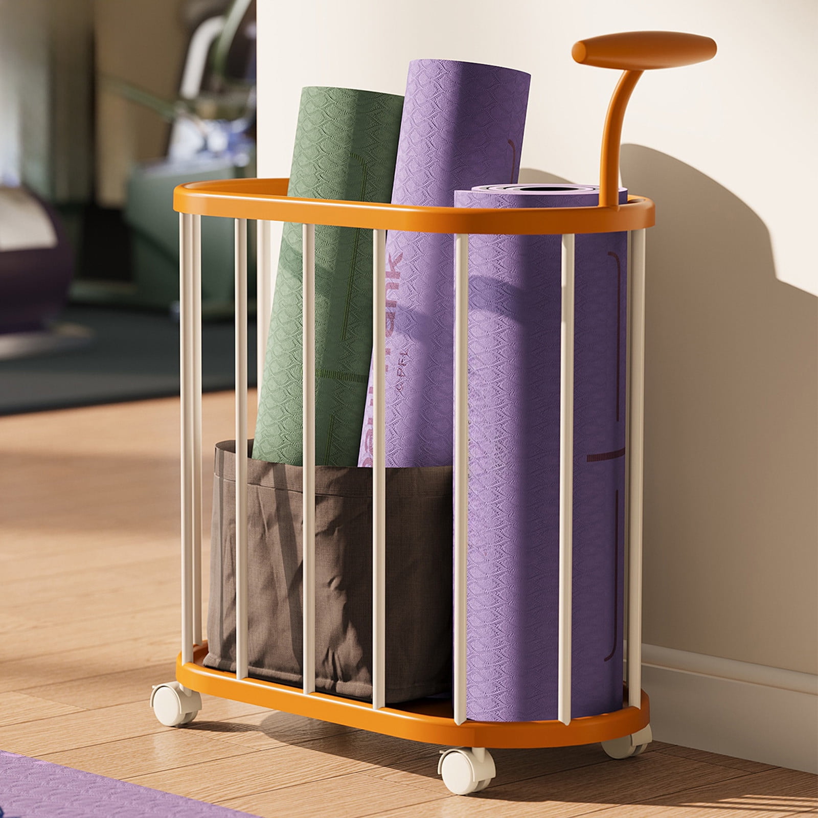 Sports Gear Storage Rack - Adjustable Organizer Cart Yoga Mat Holder ...