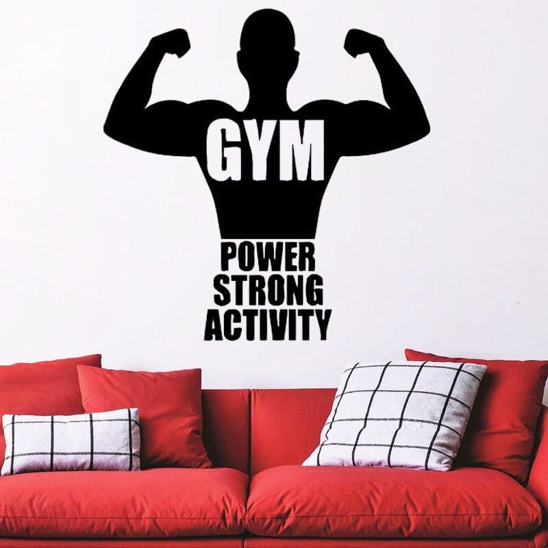Sports Gym Vinyl Wall Stickers Fitness Power Strong Wall Decals Home ...