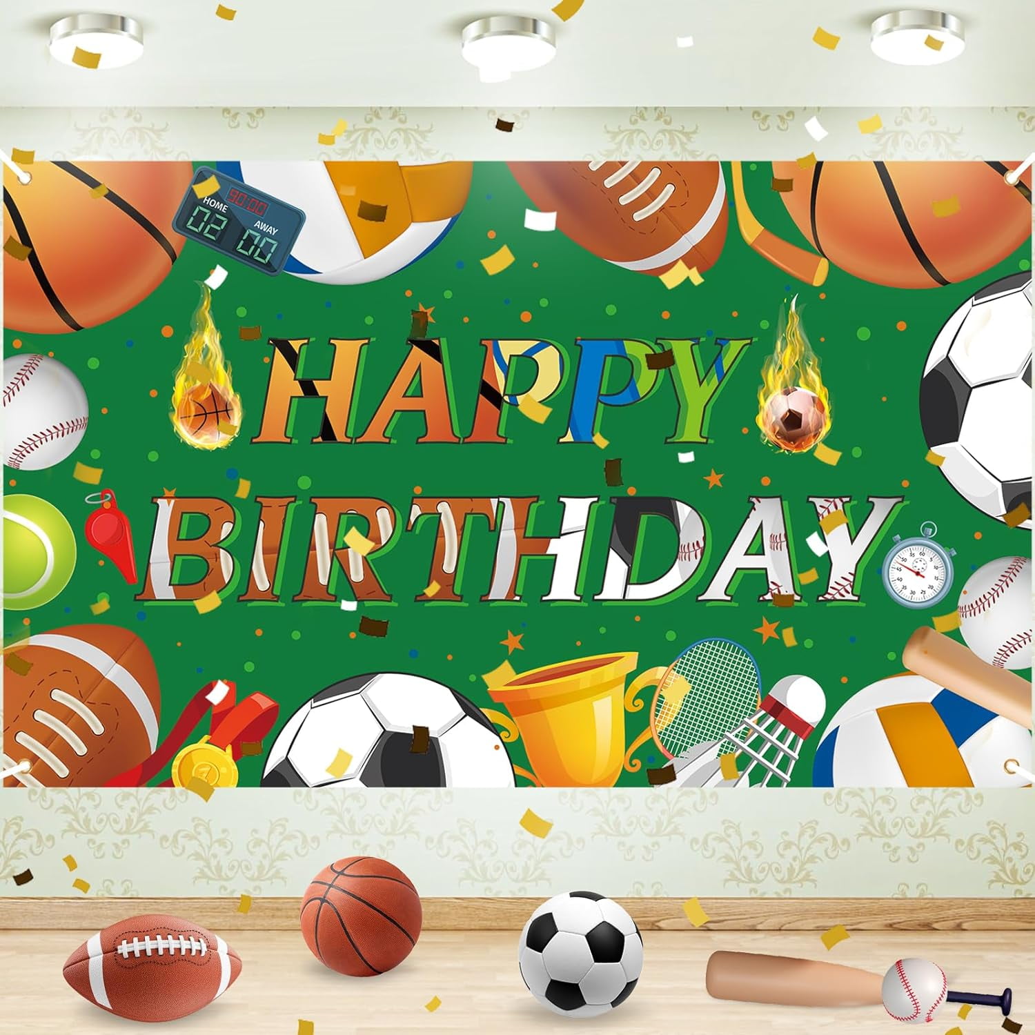 Sports Happy Birthday Banner Sports Birthday Party Decorations Sports ...