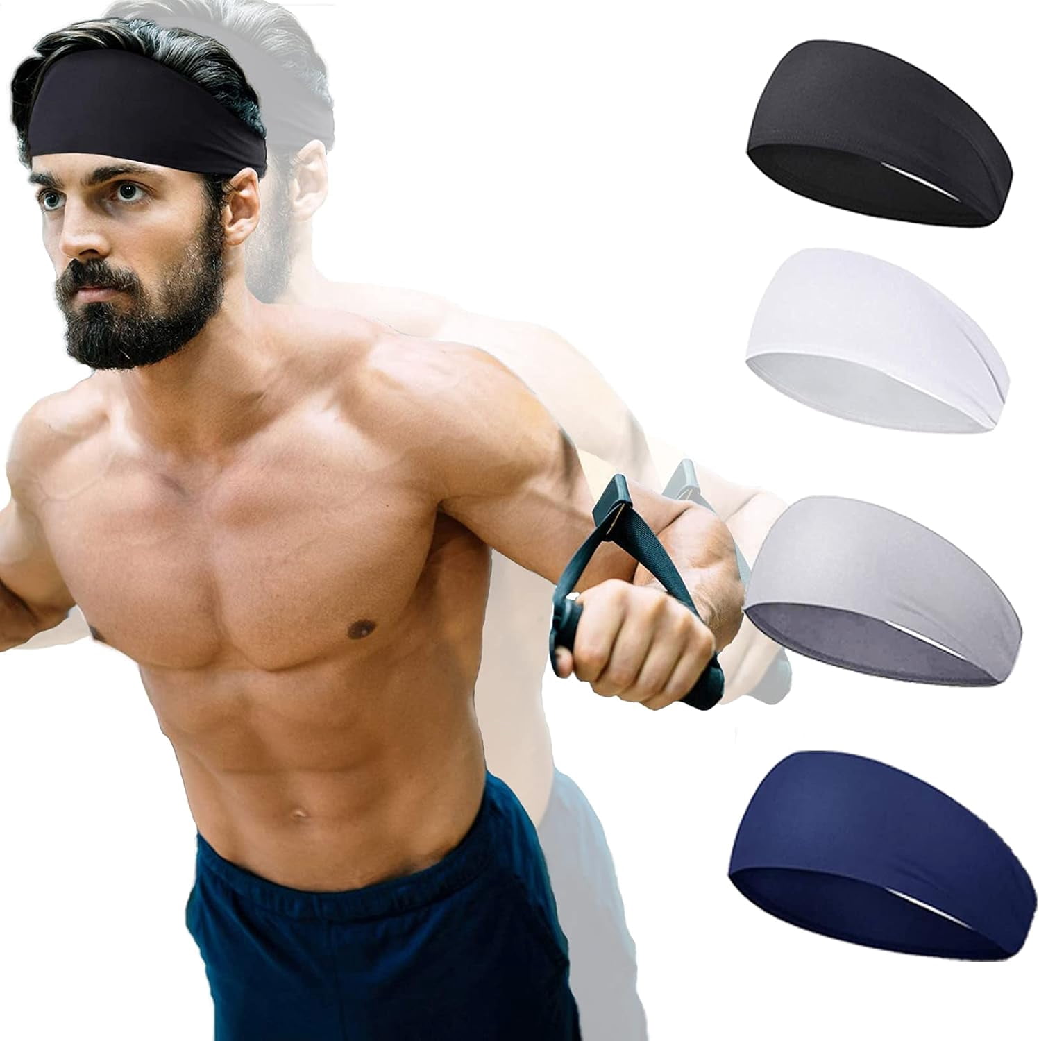 Sports Headbands for Men and Women (4 Pack) - Lightweight Sweat Band ...