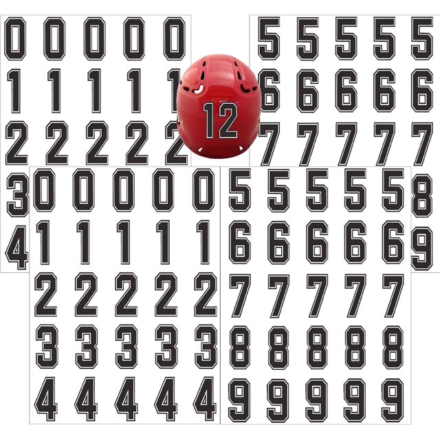 Sports Helmet Numbers Stickers 1x1.5inch Vinyl Baseball Helmet Numbers ...