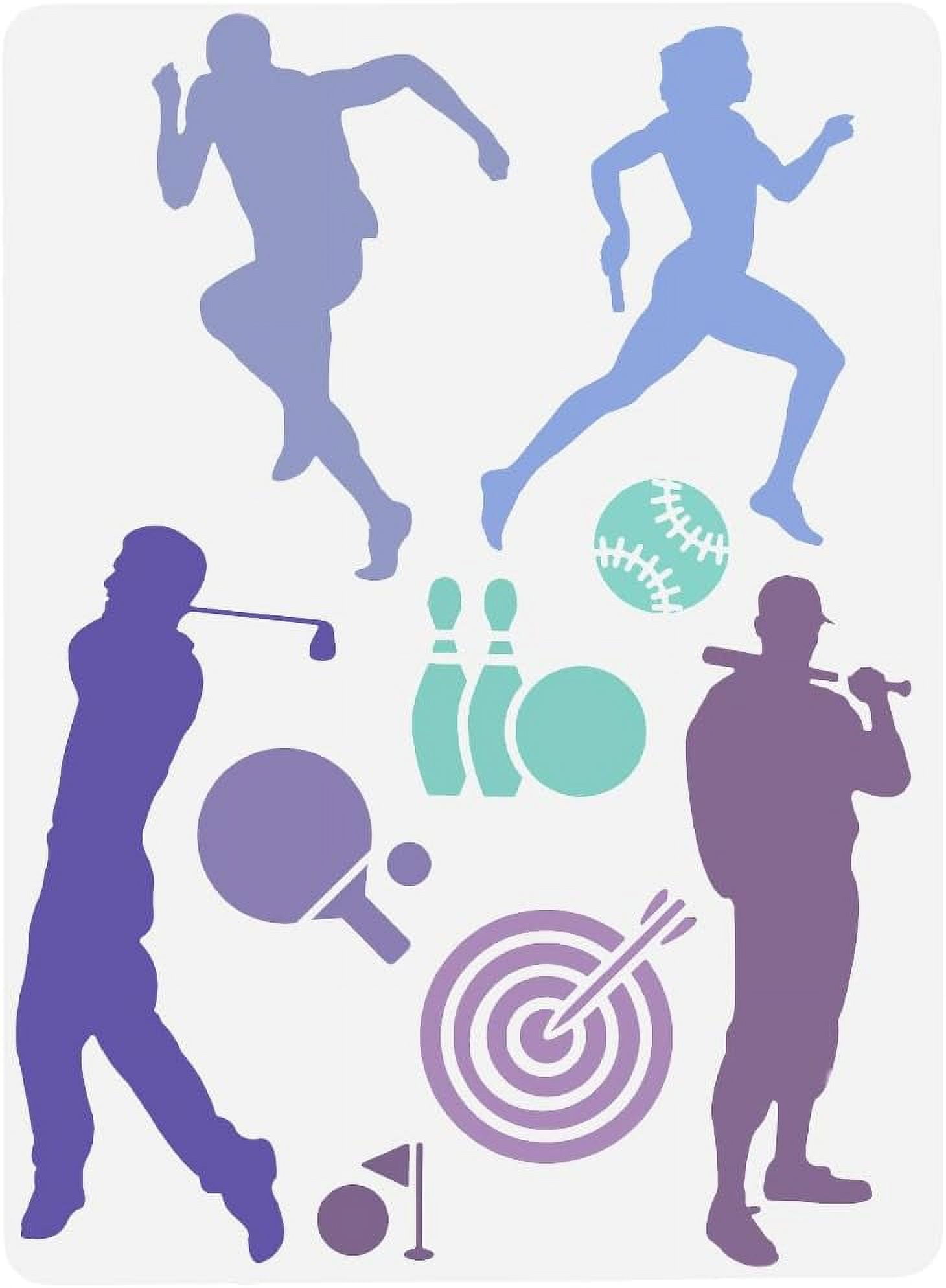 Sports Human Painting Stencils 11.5x8.3 Inch Large Boy Girl Ping-Pong ...