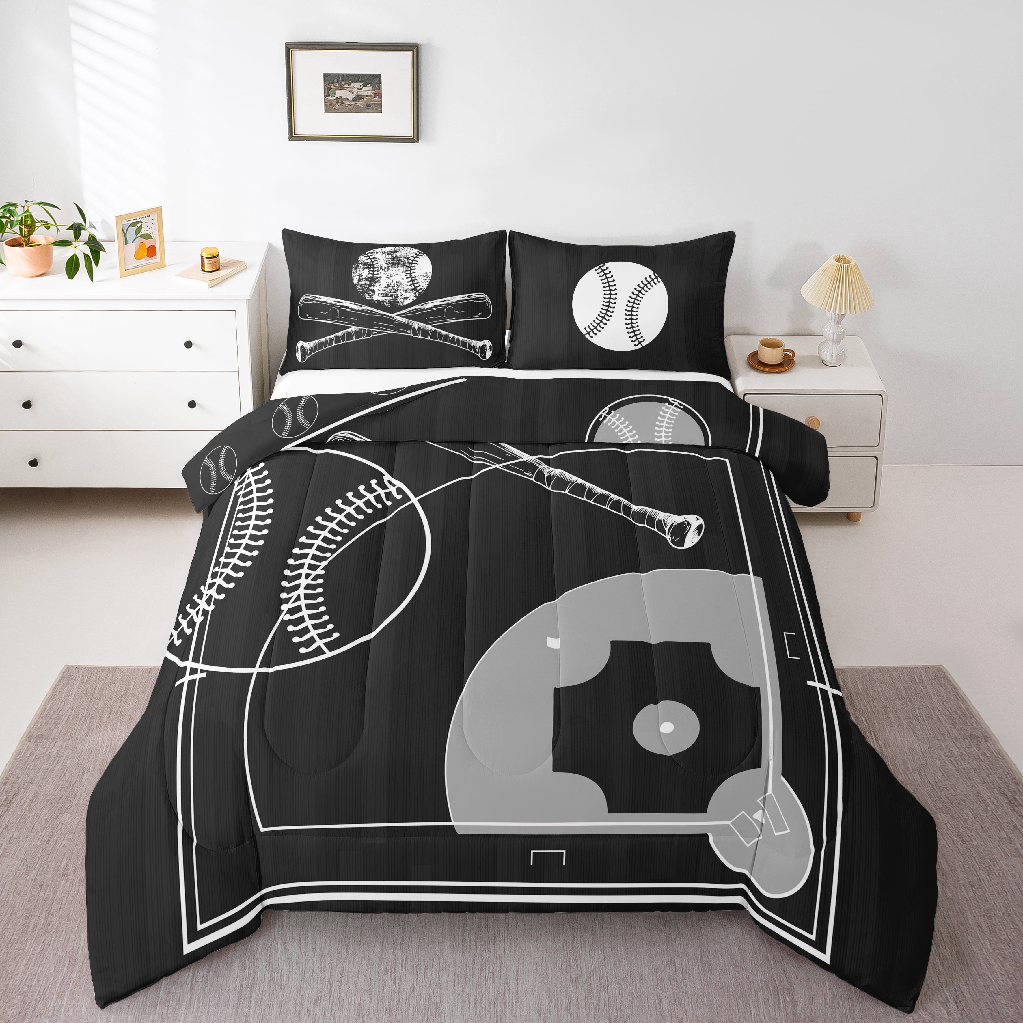 Sports King Bedding Sets Baseball Comforter Set, Baseball Print ...