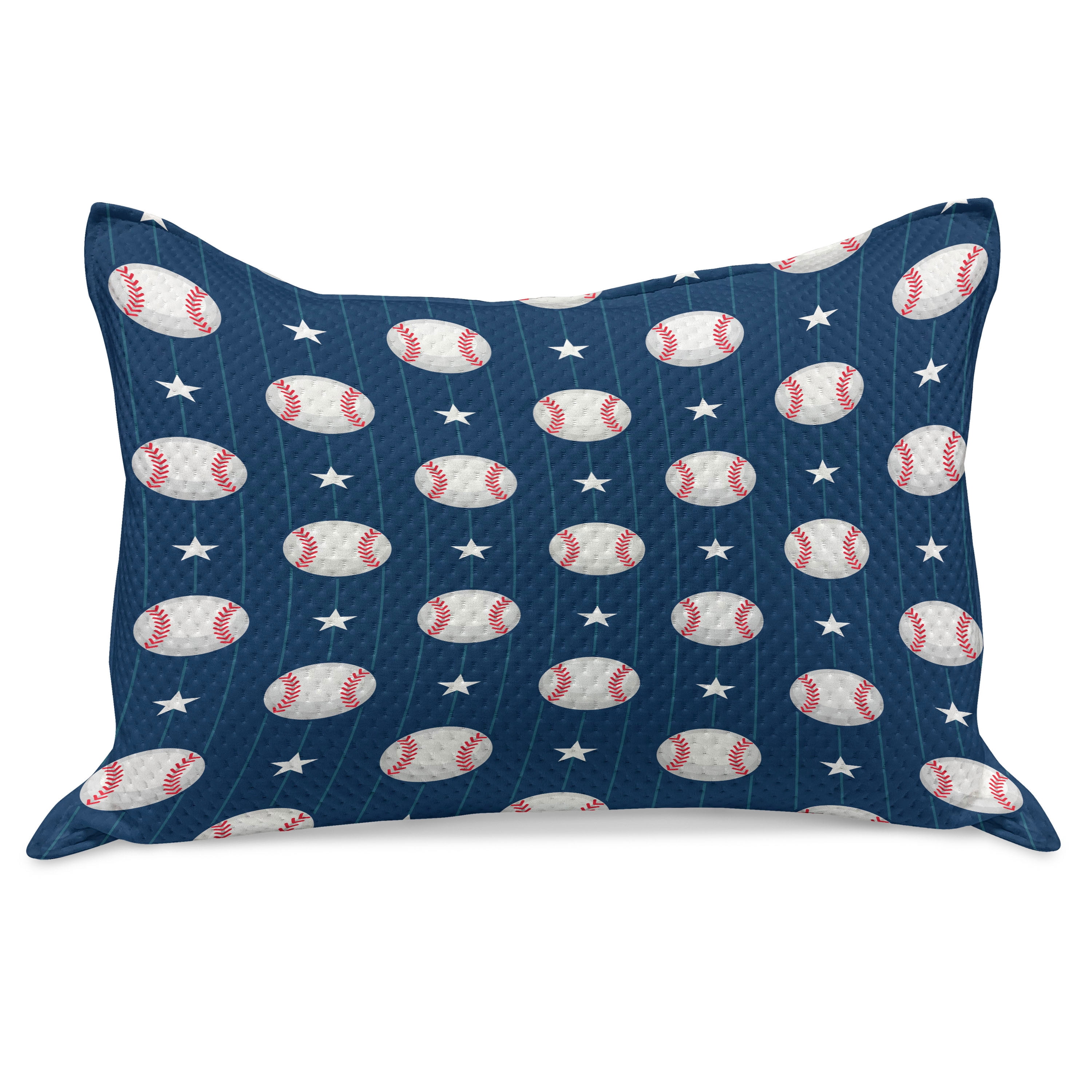 Sports Knitted Quilt Pillowcover, Baseball Patterns on Vertical Striped ...