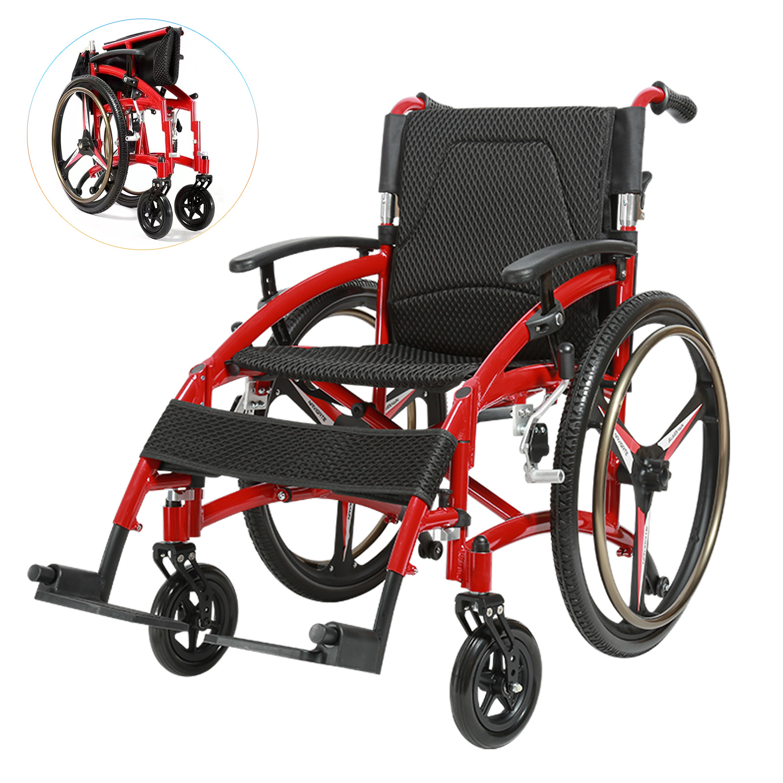 Sports Wheelchair for Adult, 33 lbs Self-Propelled Lightweight Folding ...