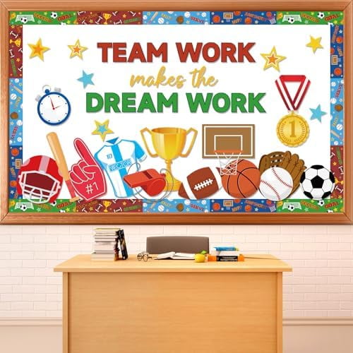 Sports Motivational Bulletin Board Set Back to School Teamwork Cutouts ...