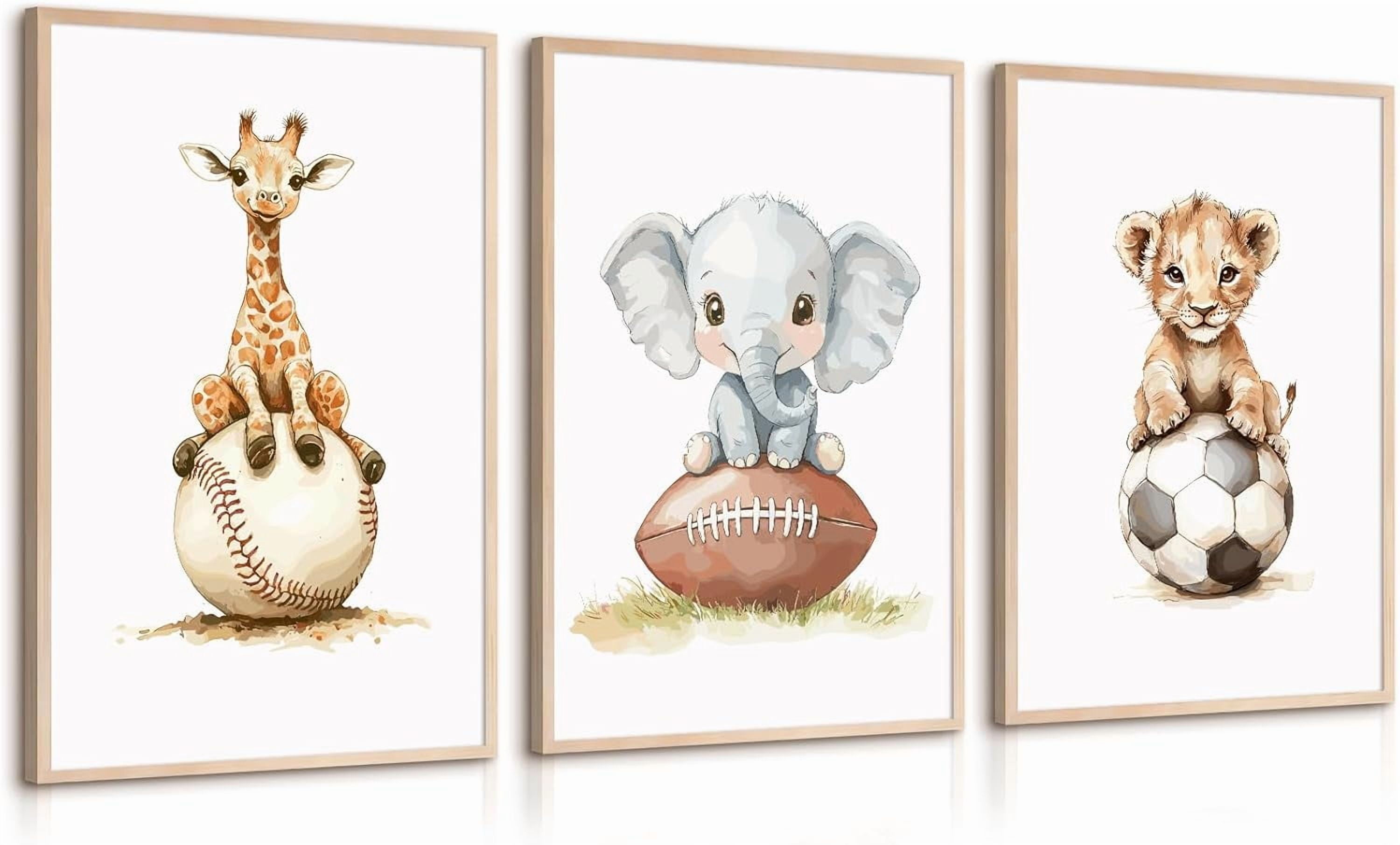 Sports Nursery Wall Art Baby Boys Room Canvas Pictures Safari Animal ...