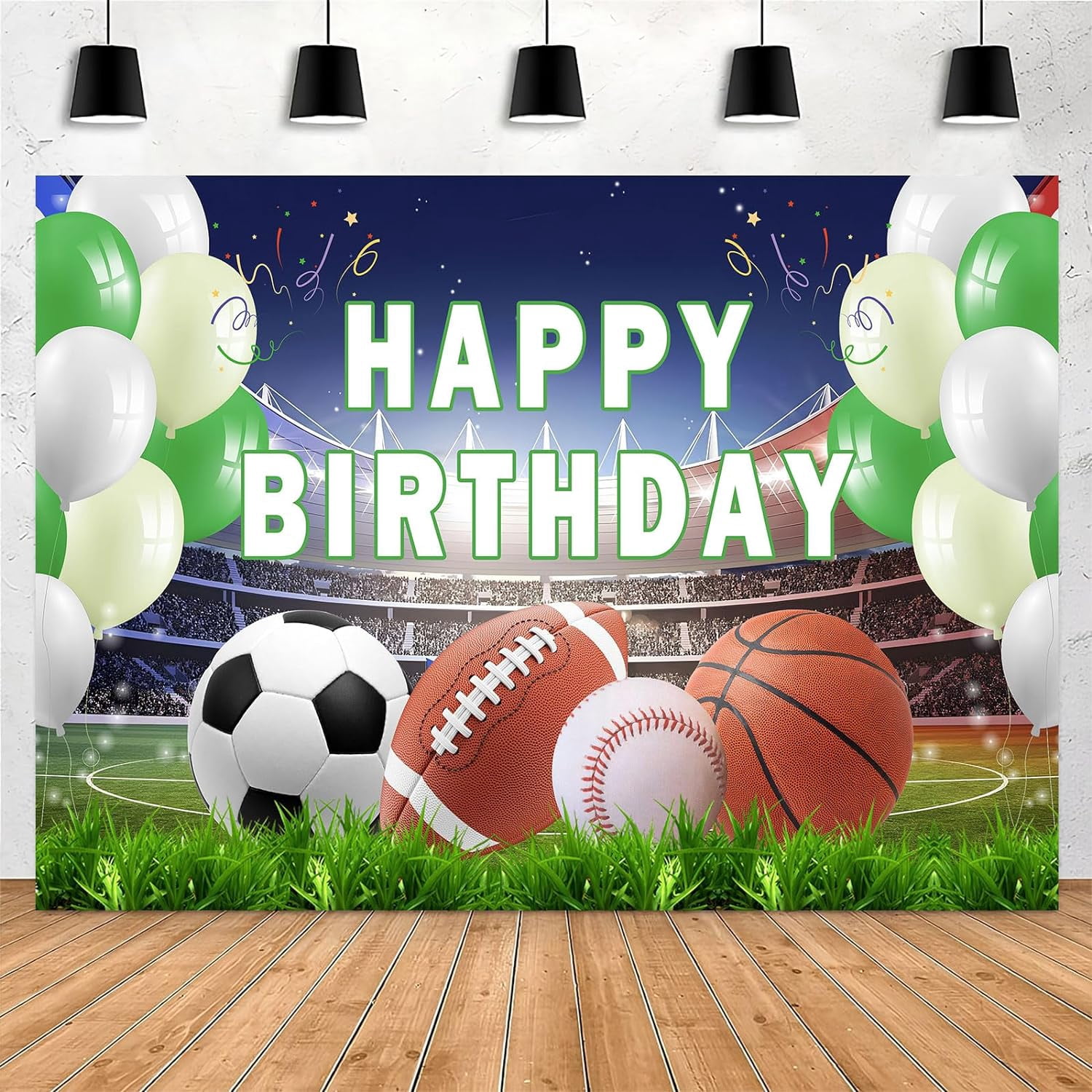 Sports Photo Backdrop Soccer Theme Happy Birthday Wall Photography ...