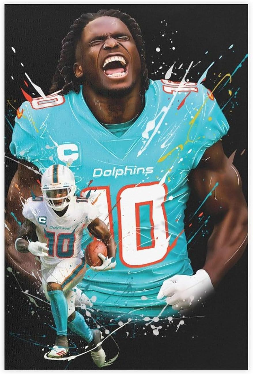 Sports Poster Tyreek Hill Canvas Poster Decor Landscape Office Room Decor Gift Frame:12x18inch ...
