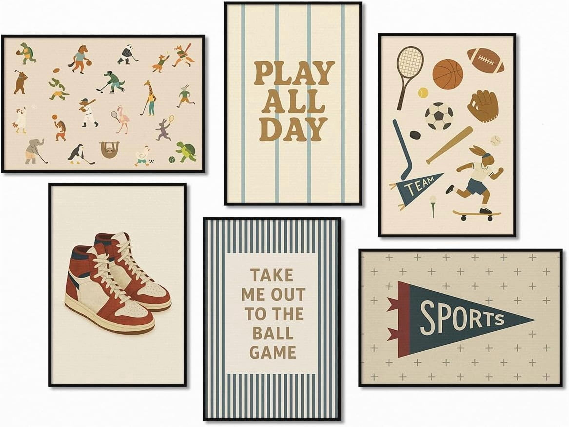 Sports Posters for Boys Bedroom, Boy Nursery Canvas Wall Art, Cute ...