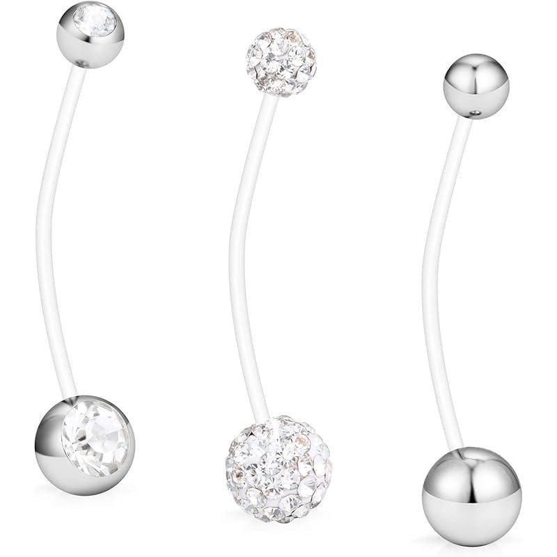 Sports Pregnancy Maternity Flexible Bioplast Long Belly Button Rings ...