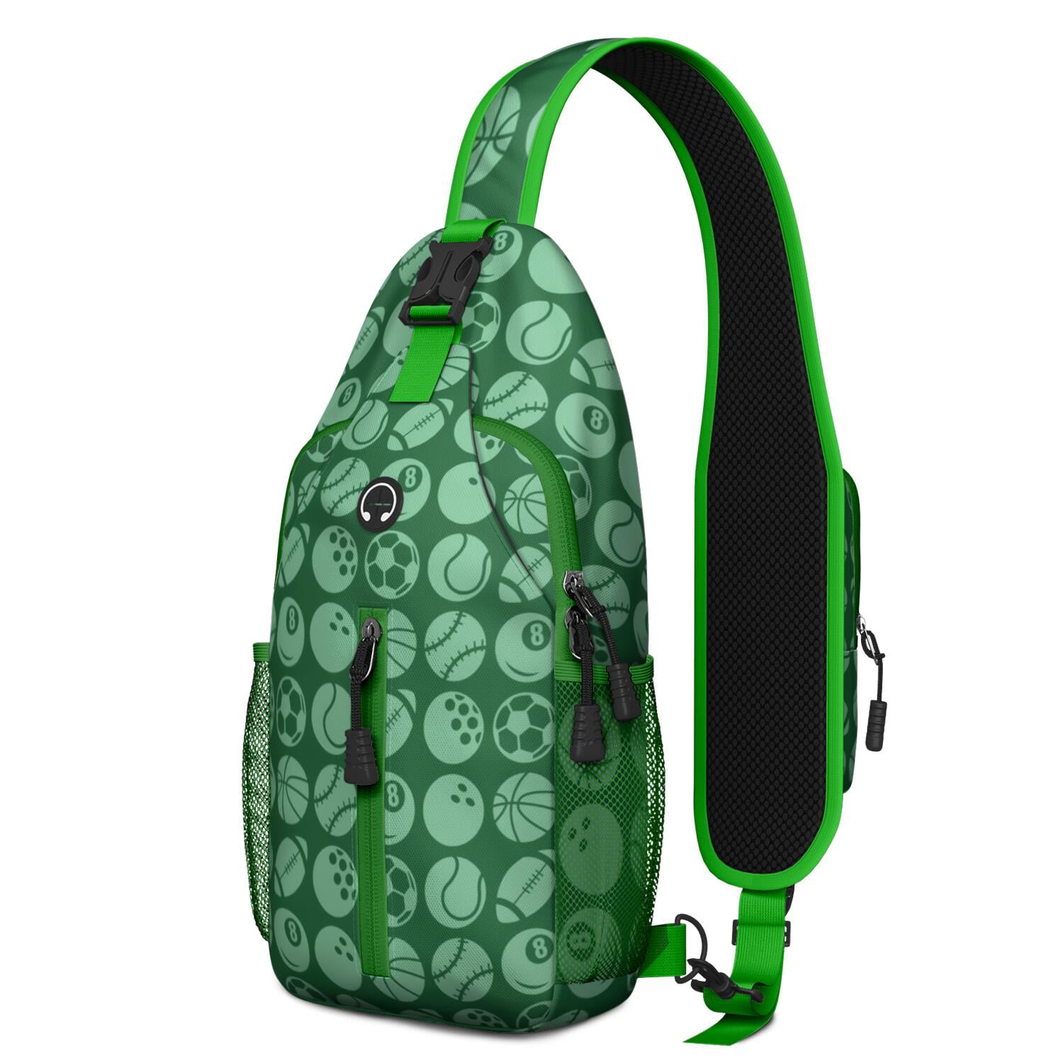 Sports Print Sling Backpack with Baseball, Football, and Soccer Themes ...