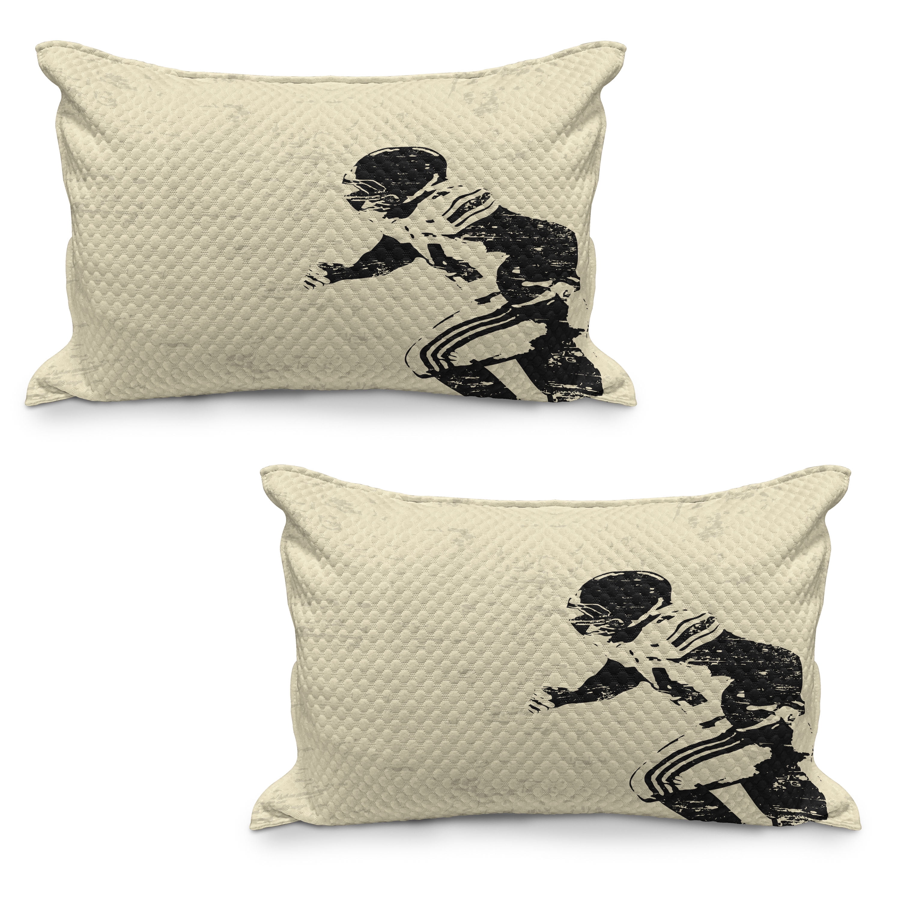 Sports Quilted Pillowcover Set of 2, Rugby Player in Action Running ...
