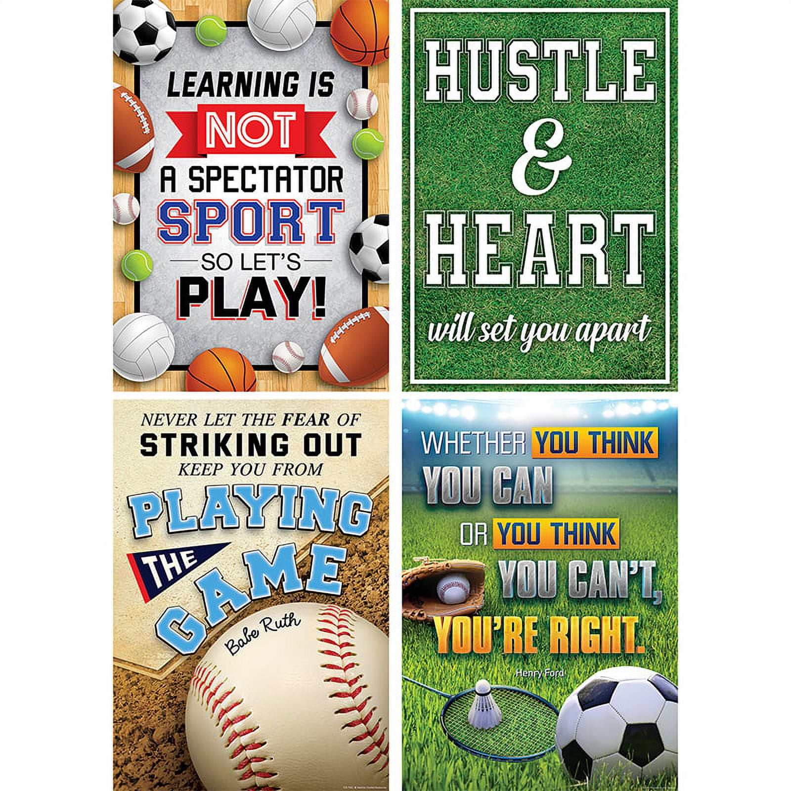 Sports Quotes Posters, 13-3/8" x 19", Set of 4 - Walmart.com