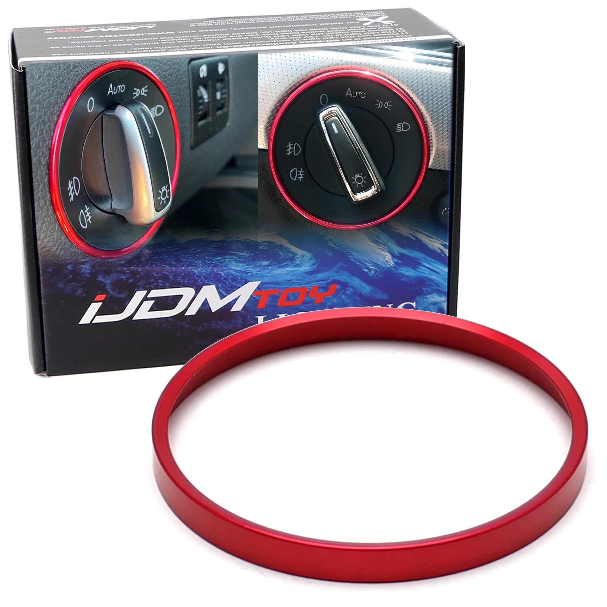 Sports Red Aluminum Driver Side Headlamp Switch Surrounding Ring Cover ...