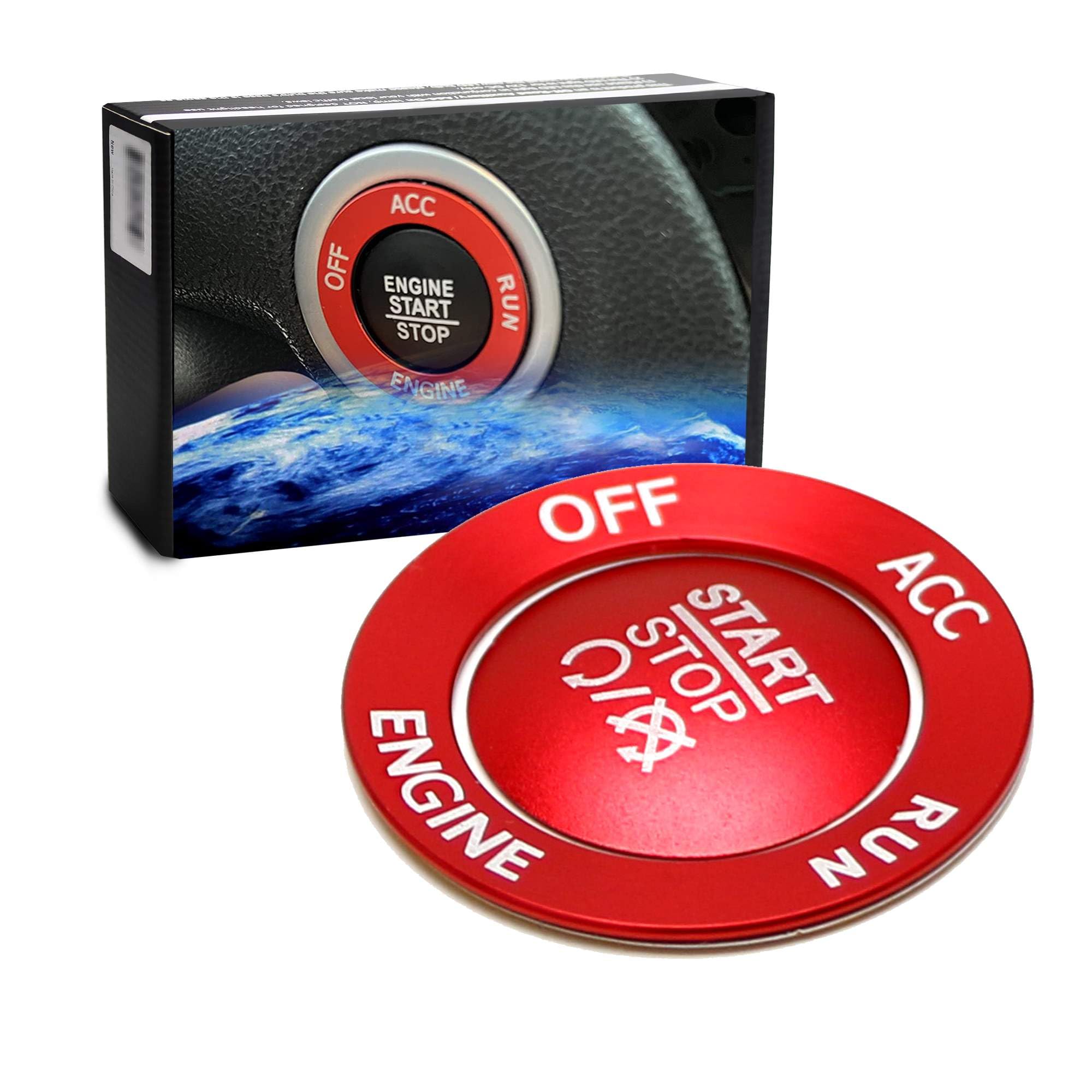 Sports Red Aluminum Keyless Engine Push Start Button & Surrounding Ring ...