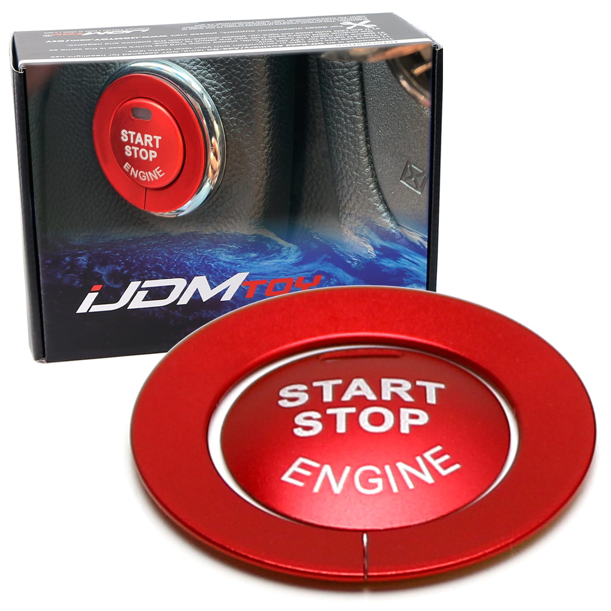 Sports Red Engine Start/Stop Push Start Button Decoration Cover ...