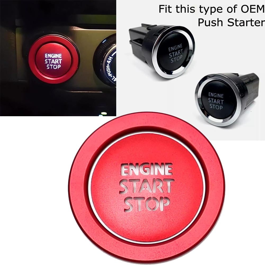 Sports Red "Engine Start/Stop" Push Start Button w/ Ring Trim For ...