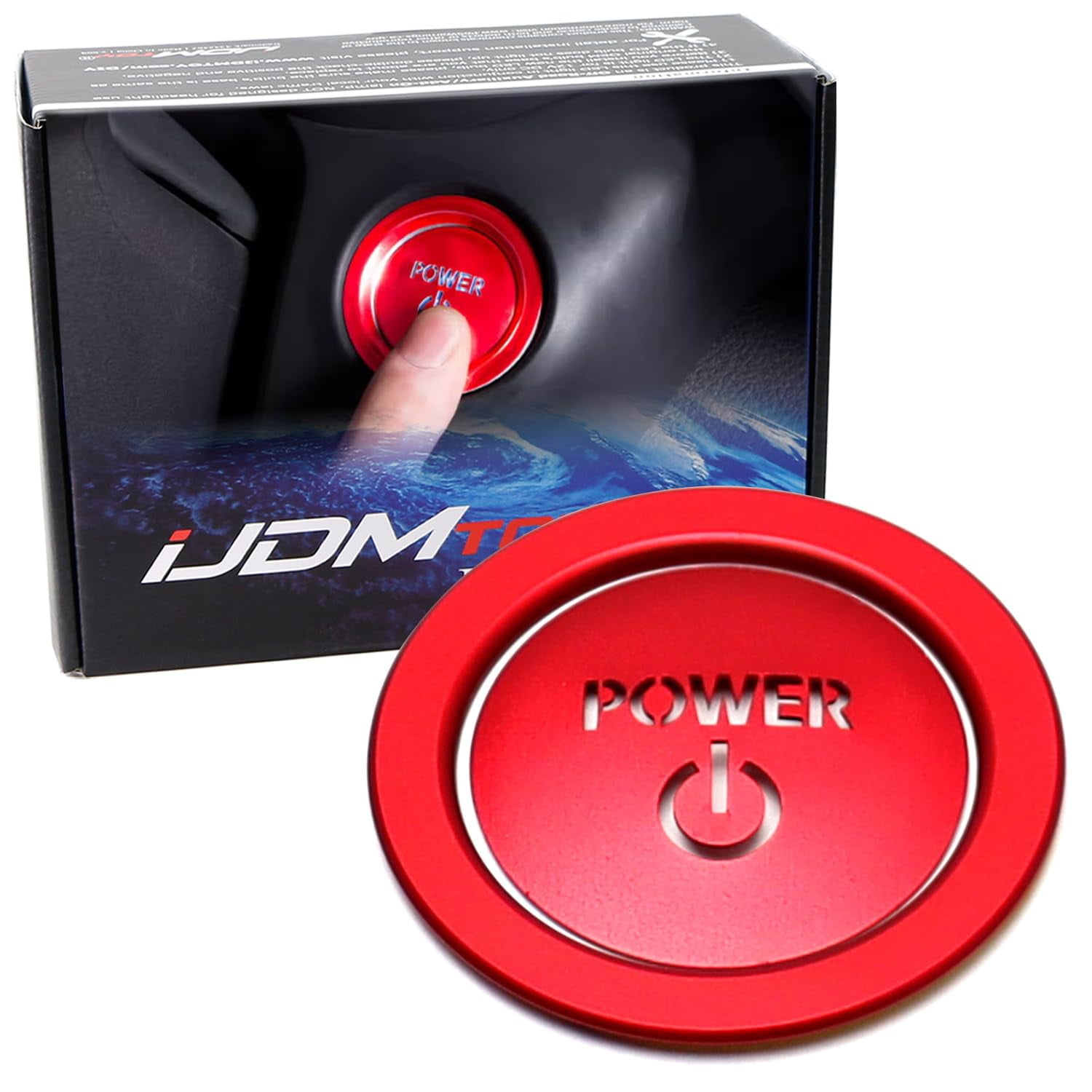 Sports Red Power Symbol Push Start Button Decoration Cover ...