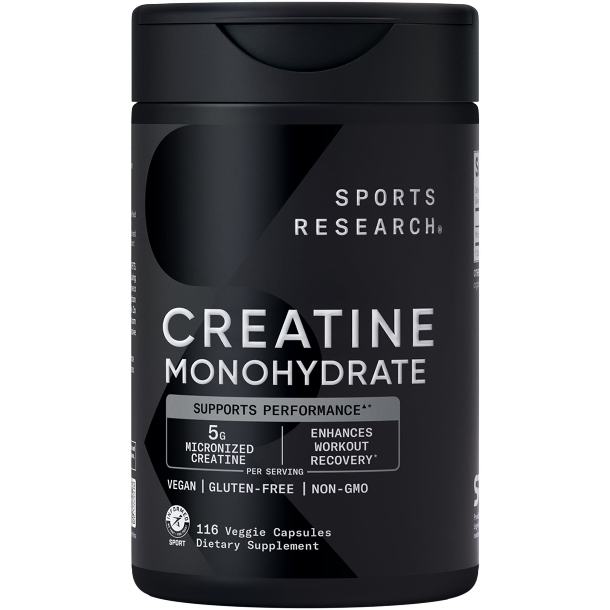 Sports Research Creatine Monohydrate 5000mg (116 veggie capsules ...