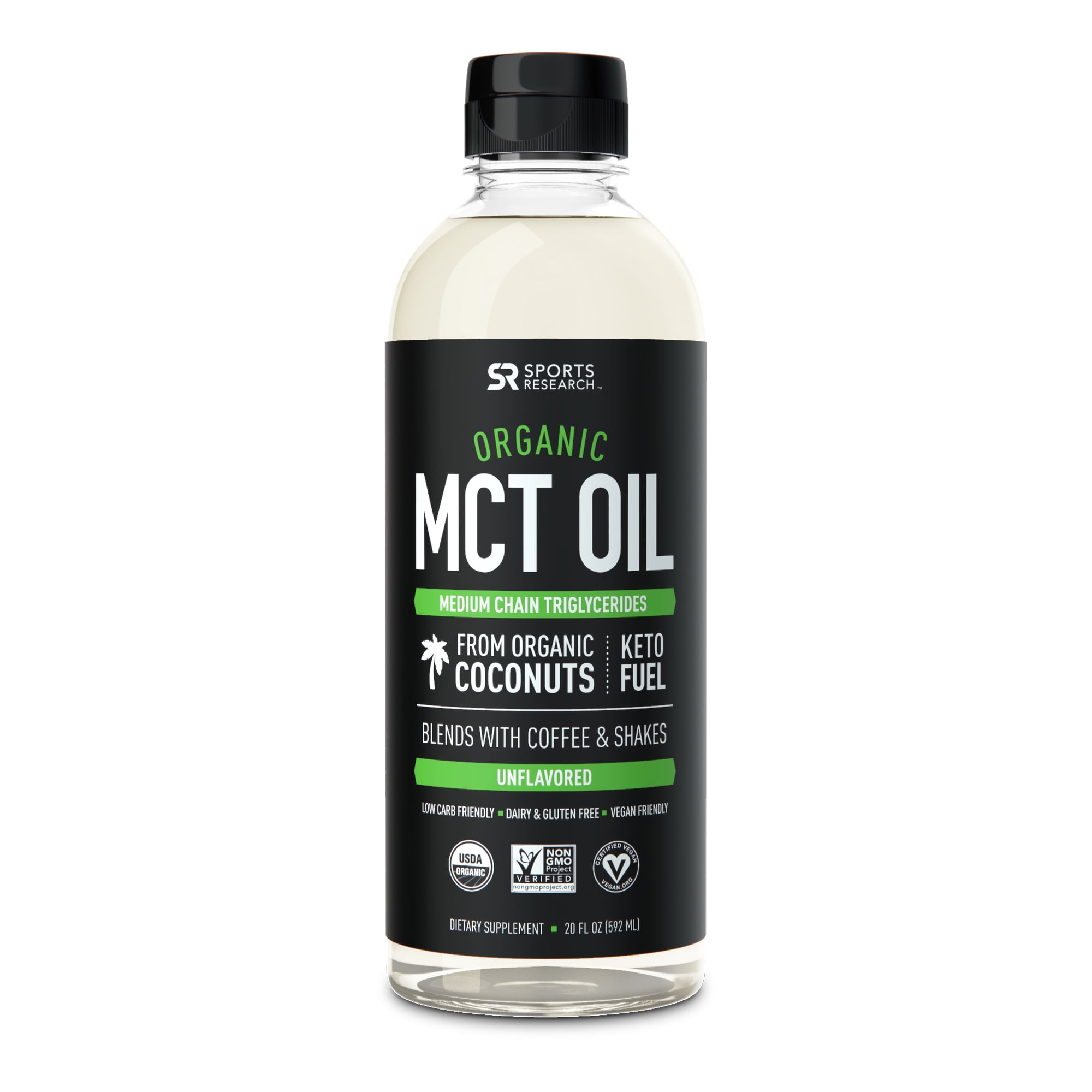 Sports Research MCT Oil Organic, Brain and Body Fuel with C8 and C10 MCT, 20 Fl Oz - Walmart.com