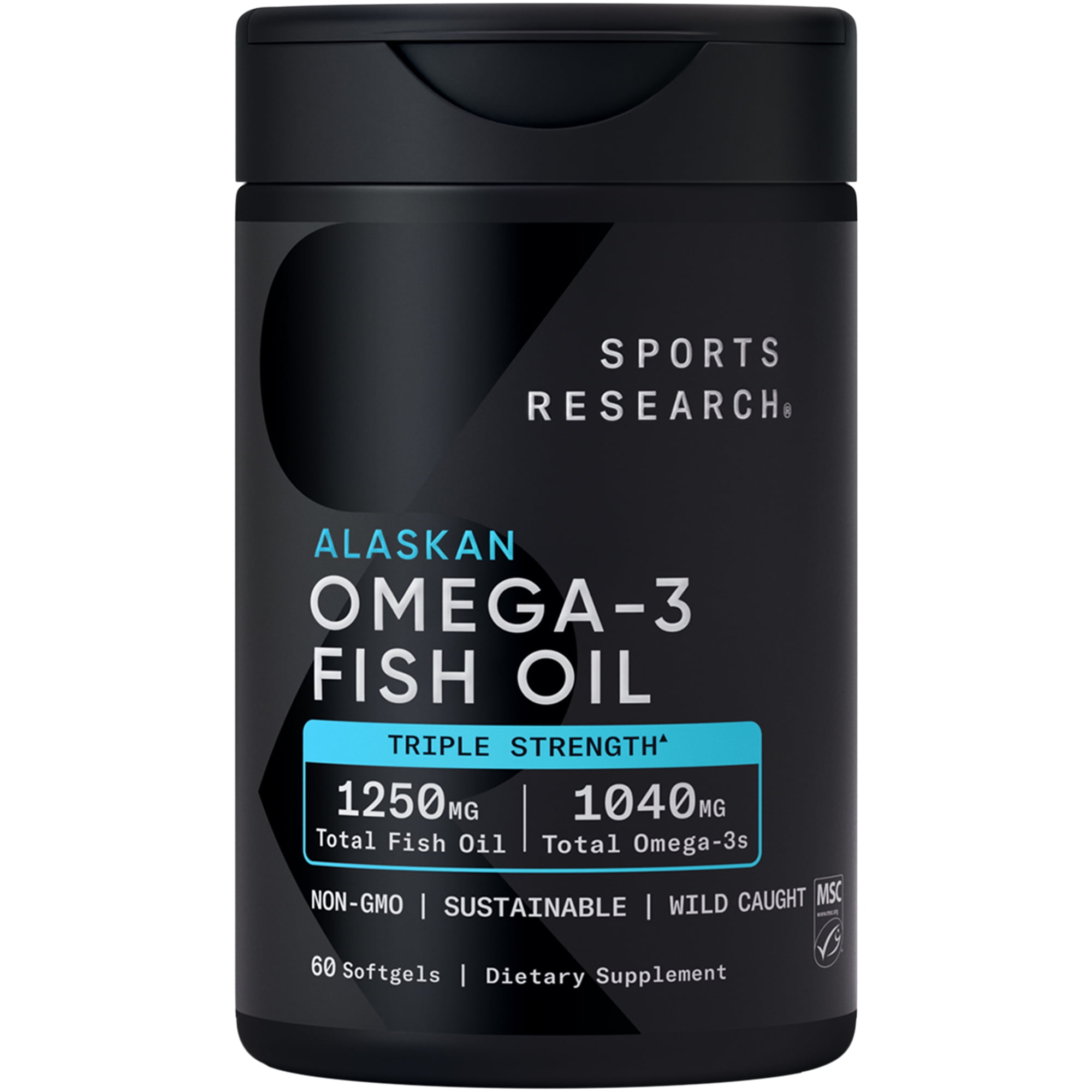 Sports Research Omega 3 Fish Oil Supplement 1250mg Triple Strength 60 ...
