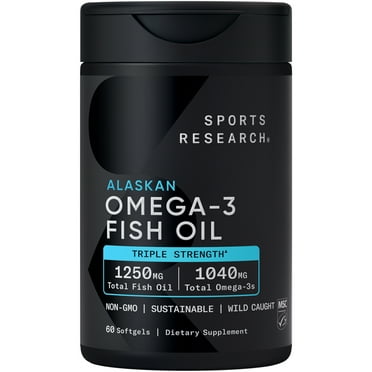 Sports Research Omega 3 Fish Oil Supplement, Triple Strength 1250mg ...