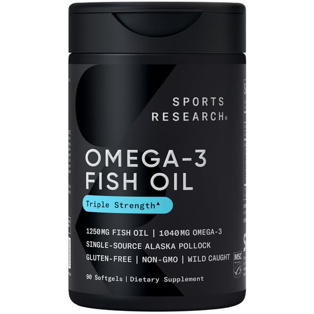 Sports Research Omega-3 Fish Oil, Triple Strength, 90 Softgels ...