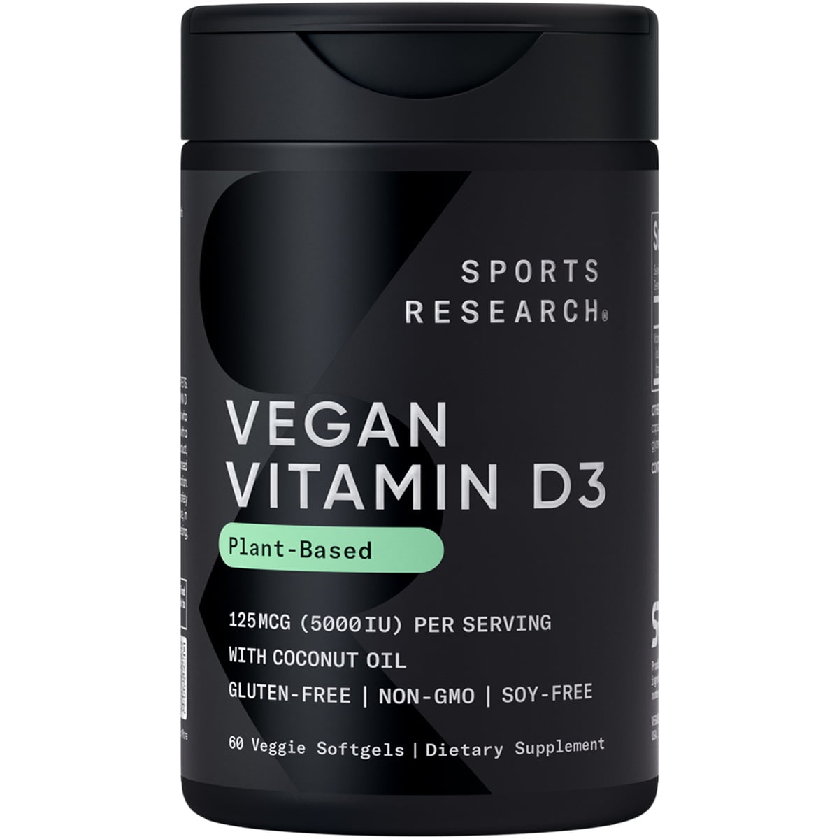 Sports Research Vegan Vitamin D3 5000IU with Organic Coconut Oil 60 Veggie Softgels - Walmart.com