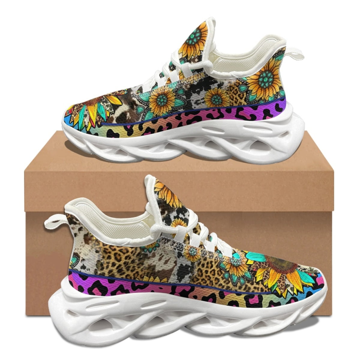 Sports Running Shoe Sunflower Pink Leopard Print Wild Cozy Men’s ...